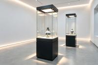 China Lockable Museum Display Showcase with Anti-Reflective UV-Filter Glass and Integrated Top LED Lighting for sale