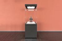 China Anti-Reflection UV-Protection Freestanding Museum Exhibit Cabinet With Locked Storage & Caster Base for sale
