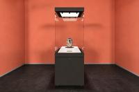 China Anti-Reflection UV-Protection Freestanding Museum Exhibit Cabinet With Locked Storage & Caster Base for sale