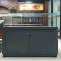 China Anti-Glare Four-Sided Glass Museum Exhibit Cabinet With Adjustable Riser Blocks And Double-Door Storage Base for sale