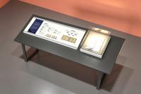 China Matte Black Open Museum Exhibit Desk With Customizable Dimensions And Freestanding Display Table For Relics for sale