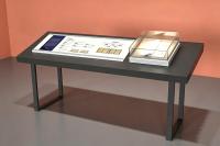 China Matte Black Open Museum Exhibit Desk With Customizable Dimensions And Freestanding Display Table For Relics for sale