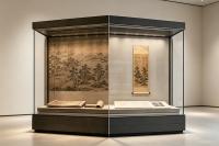 China Anti-Glare Low-Iron Glass Dual-Zone Museum Exhibit Cabinet With Customizable Back Panels And Independent Compartments for sale