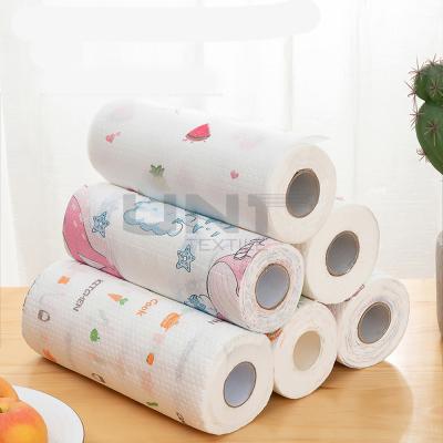 China 30gsm Disposable Printing Spunlace Non Woven Fabric For Rag Roll for sale