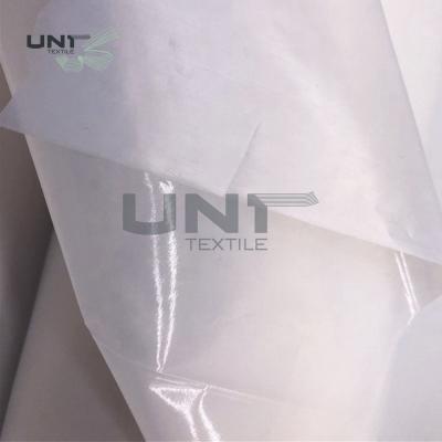 China PES Coating Fusible Interlining 0.05MM Double Side Adhesive Clear Color for sale