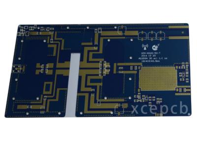 China Rogers 4003 And FR4 PCB Board Blue Soldermask White Silkscreen 4 Layer Immersion Gold Board for sale