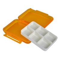 China Portable Plastic Pill Box Detachable 6 Compartments Square Pill Storage Organizer for sale
