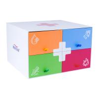 China Cardboard First Aid Kit Boxes 4 Compartments For Cleansing Burncare Woundcare And Fever Care for sale