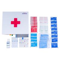 China Cardboard First Aid Kit Boxes 4 Compartments For Cleansing Burncare Woundcare And Fever Care for sale