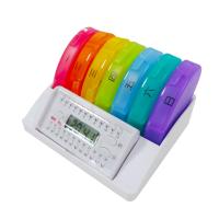 China Colorful Weekly Pill Box Organizer Detachable Pill Cases 4 Large Compartmemts In A Tray for sale