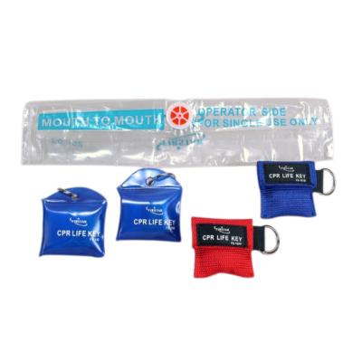 China Mini Cpr Face Shield Mask Keychain Resuscitation Mouth Barrier With Gloves for sale
