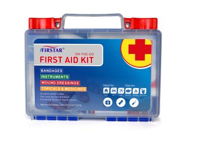 China FDA Firstar Basic Handy Office First Aid Kit In Plastic Box For Minor Injury Treatment for sale