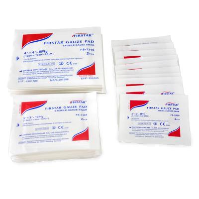 China First Aid Supplier Medial Disposable Sterile Gauze Swabs 10x10cm 8ply for sale