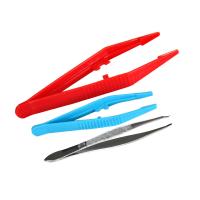 China Disposable Plastic First Aid Tweezers Oblique Medical Surgical Pack Splinter Forcep for sale