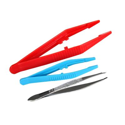 China Disposable Plastic First Aid Tweezers Oblique Medical Surgical Pack Splinter Forcep for sale