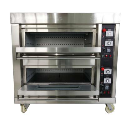 China 160kg Gas Bakery Oven 2 Deck 4 Tray Stainless Steel Bread Baking Machine 400°C for sale