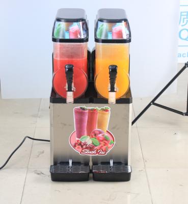 China Commercial 2 Tank Slush Machine 12L Each 220V 110V Stainless Steel Beverage Dispenser for sale