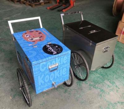China Stainless Steel Ice Cream Push Cart 75L Capacity with Detachable Wheels and Umbrella for sale