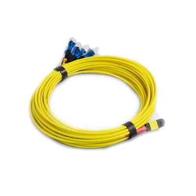 China Highly Integrated 0.9mm MPO to LC Breakout Cable with Low Insertion Loss Fan Out Fiber Optic Cable for sale