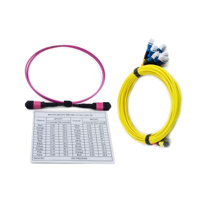 China 100G MPO Jumper Cable with Female Connector 10m Low Insertion Loss MPO Patch Cord for sale