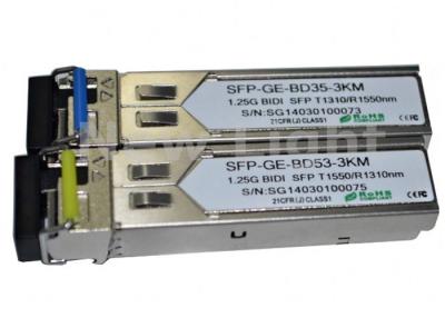 China High Performance 1.25G BiDi SFP Transceiver with Single Mode Fiber and 3km Transmission Distance for sale