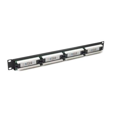 China 24 Port Rack Mountable RJ45 Ethernet Patch Panel Compatible with Cat5e to Cat7 Cables for sale