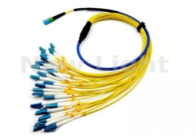 China 24 Core MPO-LC Cross Connected Single Mode Fiber Optic Patch Cord with Length Optional for sale