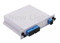 China Planar Waveguide Type Fiber Optic Splitter Box with 1x4 PLC Splitter and SC UPC Connector for sale