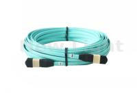 China 15 Meters OM3 12 Strand Multimode MPO MTP Fiber Optic Cable for QSFP/SR Module for sale