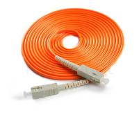 China SC/PC Fiber Optic Patch Cord with 50/125um Multimode Orange Cable and PVC Jacket for sale