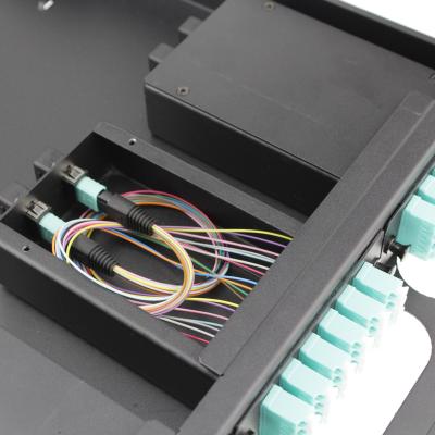 China Stainless Steel 19 Inch Rack Mount Enclosure Fiber Optic Patch Panel with 144 Cores Capacity for sale