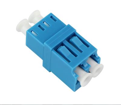 China Blue LC Fiber Optic Adapter Common Type Single Mode Duplex with Plastic Material and Low Insertion Loss for sale