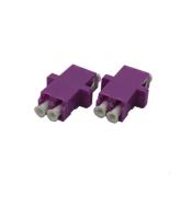 China Purple OM4 LC Duplex Fiber Optic Adapter with Low Insertion Loss ≤0.20dB and High Durability >1000 Plug Times for sale