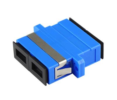 China SC Duplex Fiber Optic Adapter with Plastic Material, Low Insertion Loss ≤0.20dB and High Durability >1000 Plug Times for sale