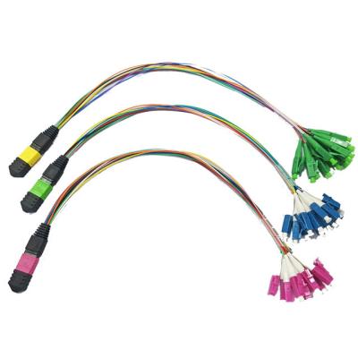 China 12 Fiber LC Fan Out Multi Mode MPO MTP Cable Fiber Optic Patch Cord for sale