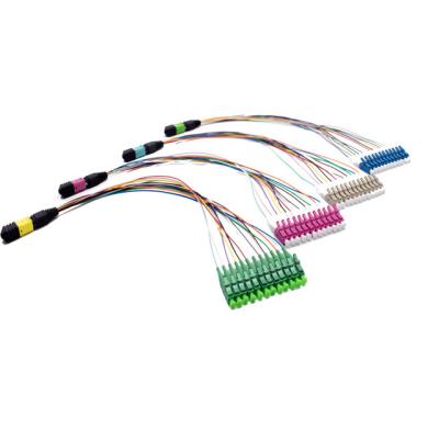 China 12 Fibers Fan Out MTP MPO Cable OM3 OM4 for Interconnect Cassettes and High Density Backbone Cabling for sale