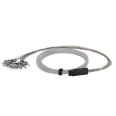 China 0.9mm 12 Core Single Mode Fiber Optic Pigtail with ST Connector and PVC Jacket for sale