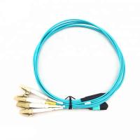 China 5M OM4 MPO Fiber Optic Patch Cord with 12 Core Female Fan-Out LC Connector for sale