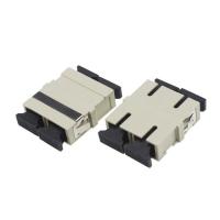 China Beige Color Single Mode SC Fiber Optic Adapter with Low Insertion Loss for Telecommunication for sale