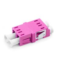 China Rose Color OM4 LC Fiber Optic Adapter with ≤0.3dB Insertion Loss for Duplex Patch Cords for sale