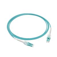 China Pulling Uniboot Aqua LC Connector Fiber Optic Jumper Cable 3 Meter 50/125 2.0mm Diameter for sale