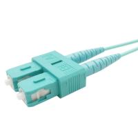China SC-LC Duplex Fiber Optic Jumper Cable OM3-300 with Aqua Color for High-Speed Data Transfer for sale
