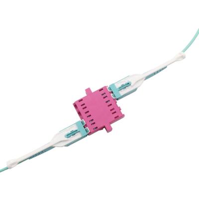 China Pull Type UNIBOOT LC Fiber Optic Patch Cord Multi Mode Duplex OM3-150 LSZH Material for sale