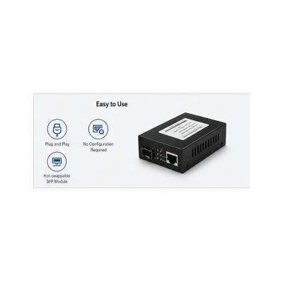 China Industrial Gigabit SFP Media Converter with Dual DC 12-48V Redundant Power, IP40 Protection, and -40°C to 85°C Operating Temperature for sale