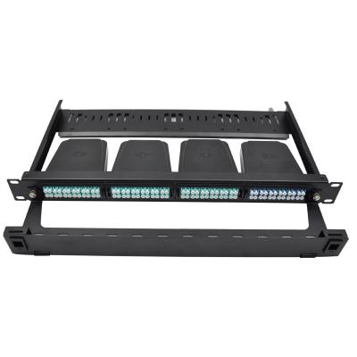 China 1U Rack Mountable Fiber Optic Patch Panel with 96core LC and SPCC Black Coating for Data Centers for sale