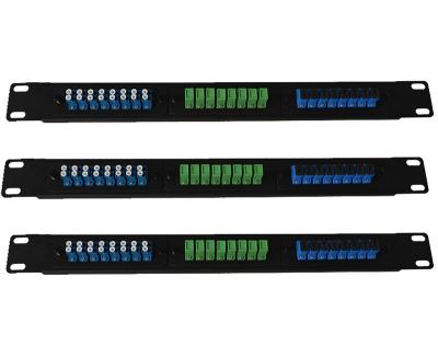 China Cold Rolled Steel FTTH Fiber Optic Patch Panel with Multiple Adapter Options for 1U Rack Mount Distribution Box for sale