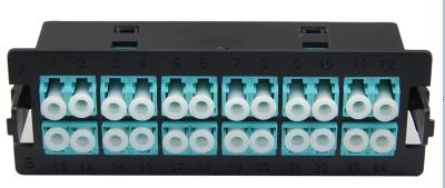 China Black LC Duplex 24 Port Fiber Optic Patch Panel with Clip Installation for 1U Rack Mount Distribution Box for sale