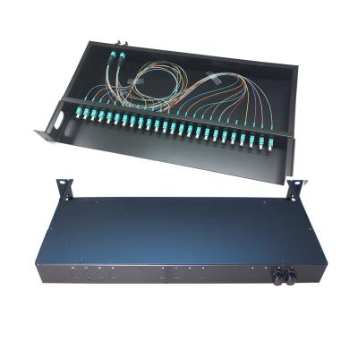 China 24 Fiber 1U Rack Mount MPO/MTP Fiber Optic Patch Panel with 19 Inch Standard Structure for sale