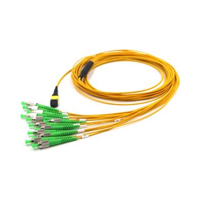 China 12 Fiber Low Loss Yellow MTP MPO Trunk Cable 1 Meter ST APC Patch Cord 3.0mm Diameter for sale