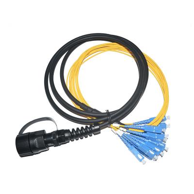 China Waterproof IP67 MPO-SC 12 Core Single Mode Fiber Optic Patch Cord 3 Meter Fan-Out Cable for sale